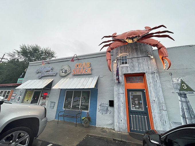 Ahoy, seafood lovers! Mother Shuckers Crab Shack beckons with its charming blue exterior and promise of oceanic delights. It's like finding Atlantis in Martinsburg!