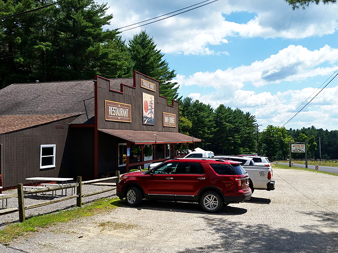 Welcome to the Trails End, where rustic charm meets culinary delight! This unassuming exterior hides a treasure trove of flavors waiting to be discovered.