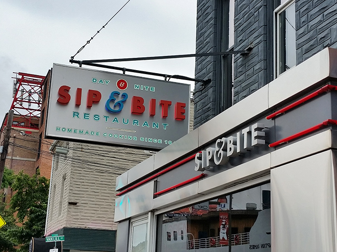 Step into a time machine disguised as a diner! Sip & Bite's retro exterior promises a journey back to when comfort food reigned supreme and conversations flowed like coffee.