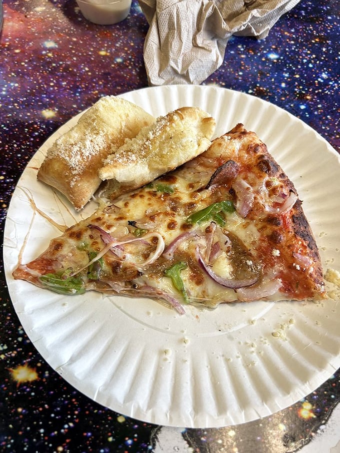 A slice of heaven with a side of carb-loaded constellations. Houston, we have liftoff!