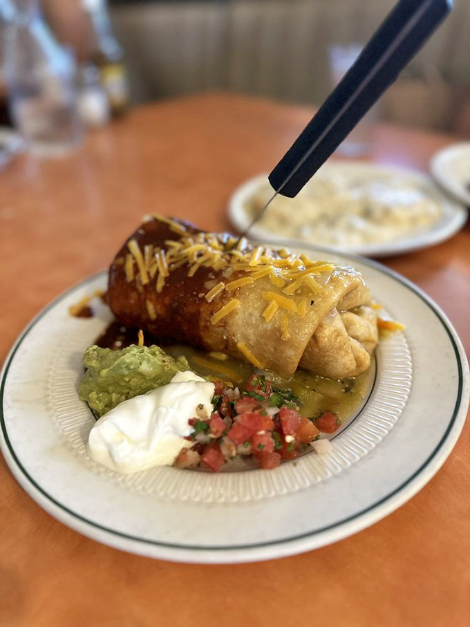 Breakfast burrito, is that you? Nope, it's a chimichanga - the deep-fried, rebellious cousin that crashed the morning party.