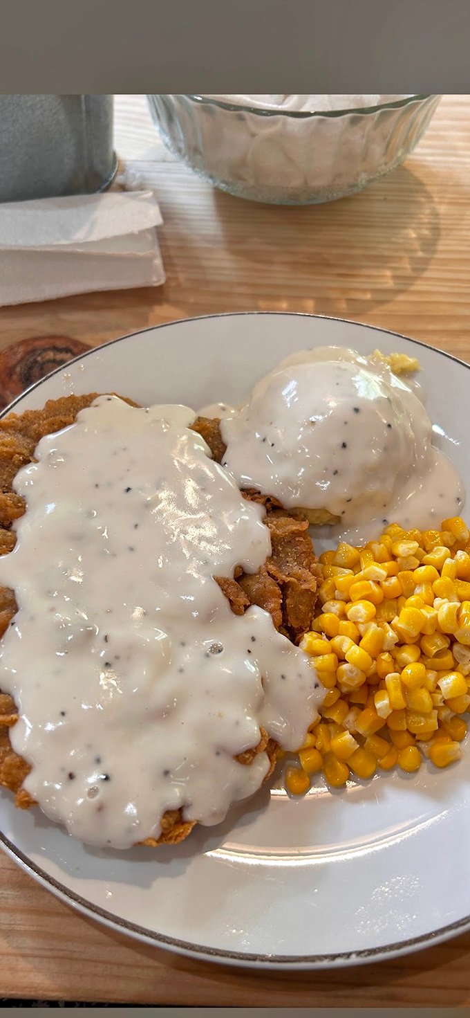 Chicken fried steak that's crispy, creamy, and downright dreamy. It's comfort food that could make even a vegetarian do a double-take.