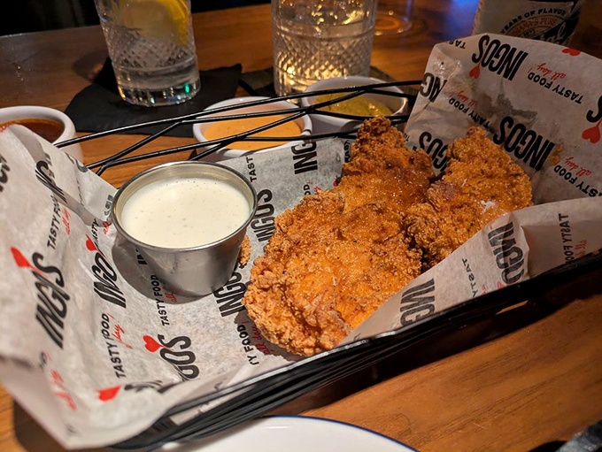 Chicken of the sea? Nope, just deliciously crispy chicken strips that could make even Poseidon forget about his trident for a moment.