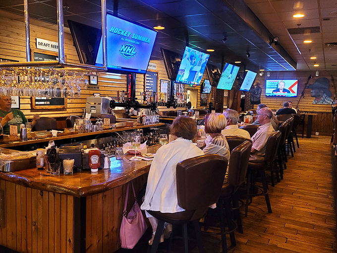 Pull up a chair and join the party! This bar's buzzing with more energy than a beehive on espresso. Cheers to new friends and cold beers!