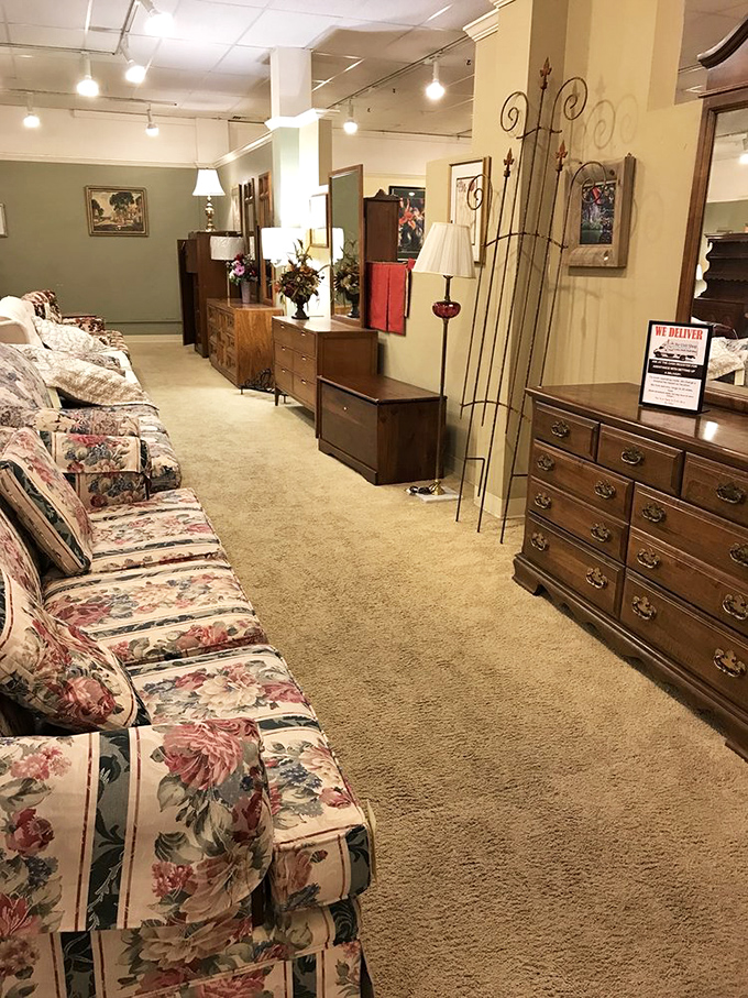 Living room or time capsule? This furniture section is where 'The Brady Bunch' meets 'Mad Men' for a cozy chat.