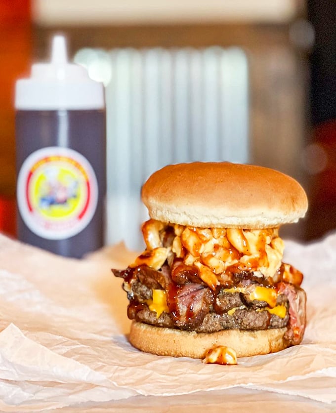 This isn't just a burger&mdash;it's a skyscraper of flavor with mac and cheese playing the role of the penthouse suite.