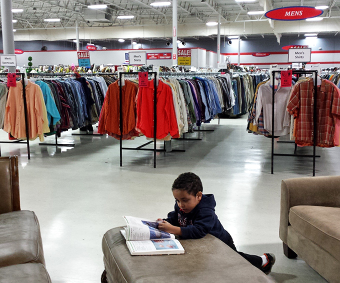 Even the littlest bargain hunters find their happy place here. It's never too early to start appreciating the art of the thrift!