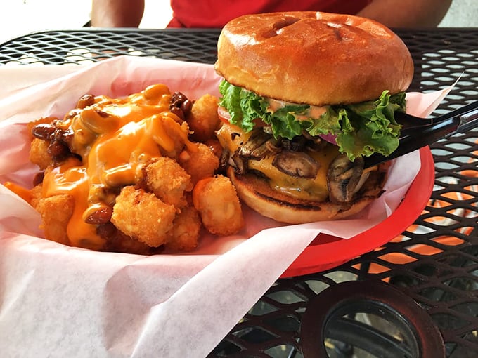 Mushroom madness! This burger's got more fungi than a Beatles reunion, proving that sometimes, getting 'shroomin' is the best way to roll.