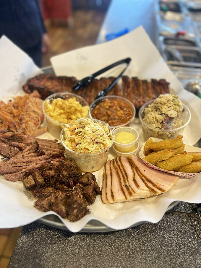 The "Trash Can" combo: a glorious mess of meats and sides that proves one person's trash is another's treasure.