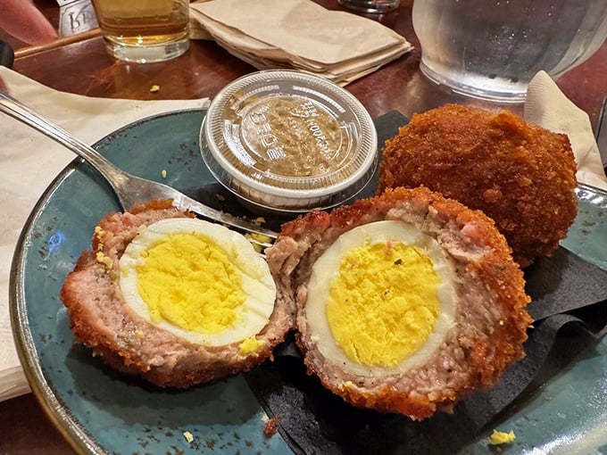 Scotch eggs: Where breakfast meets bar food in a crispy, savory embrace that'll make you question why you ever ate them separately.