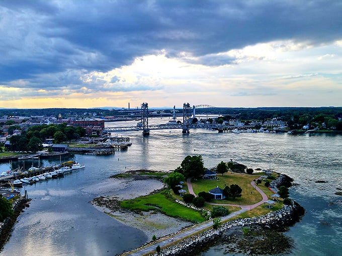 Bird's eye bliss! From up here, Portsmouth looks like the lovechild of a pirate map and a New England postcard.