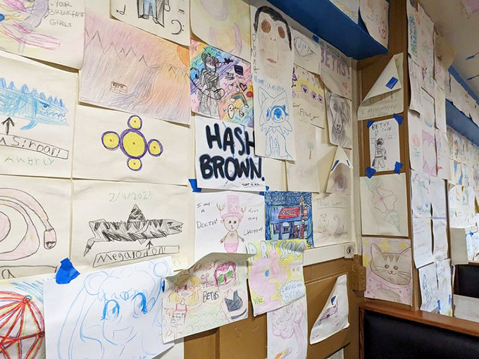 Wall art or time capsule? At Beth's, every doodle tells a story. It's like Instagram, but with crayons.