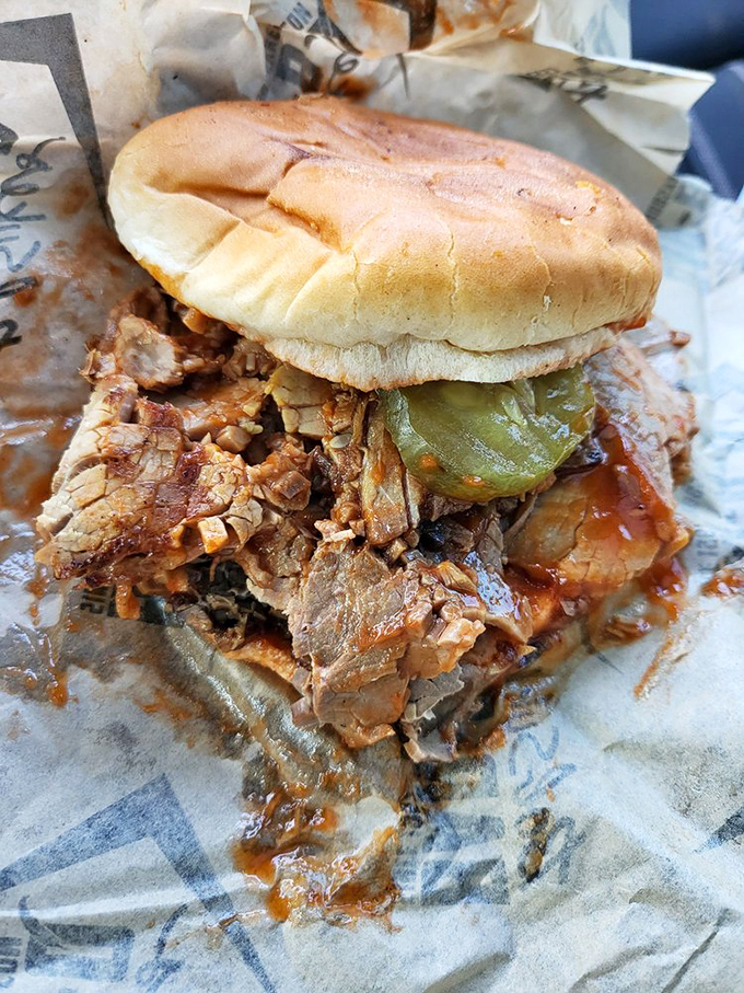 Sandwich or work of art? This beefy beauty is piled so high, it could give skyscrapers an inferiority complex.