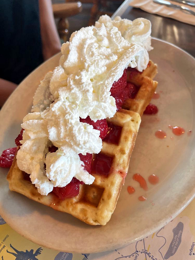 These Belgian waffles with strawberries aren't just breakfast&mdash;they're dessert with permission to eat it before noon.