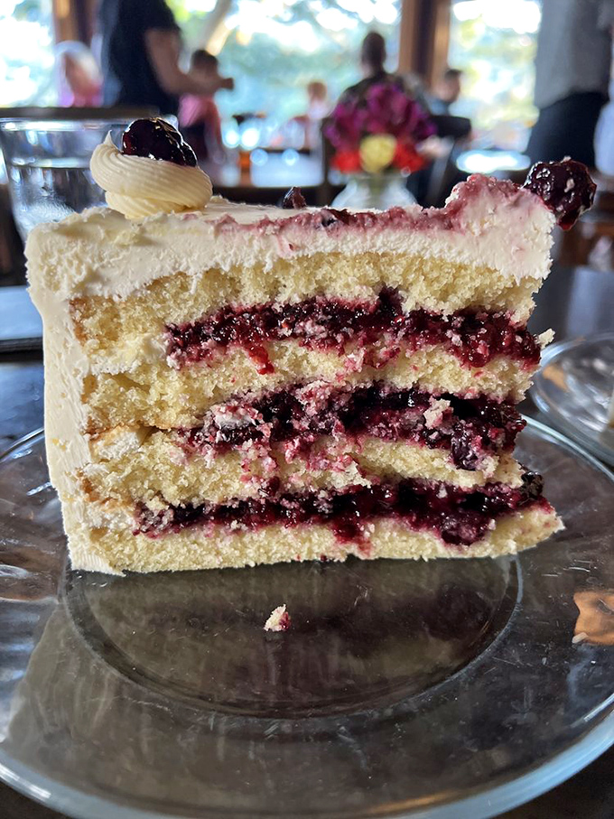 A slice of heaven that's dressed for a berry fancy occasion. This cake is ready for its delicious close-up, Mr. DeMille.