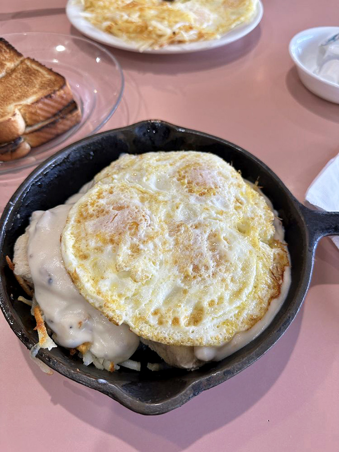 Biscuits and gravy: the comfort food equivalent of a warm hug from grandma. This skillet could turn even the grumpiest morning person into a ray of sunshine.