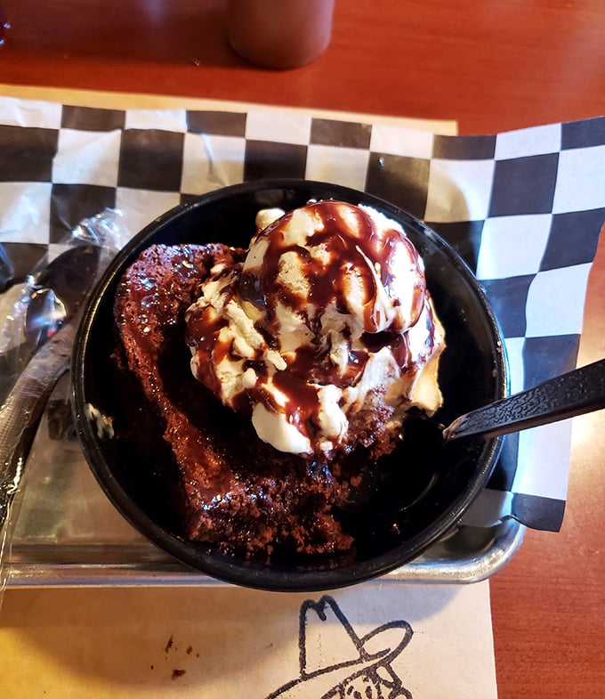 A brownie sundae that's dressed to impress! It's got more layers than a Southern belle's closet and twice the charm.