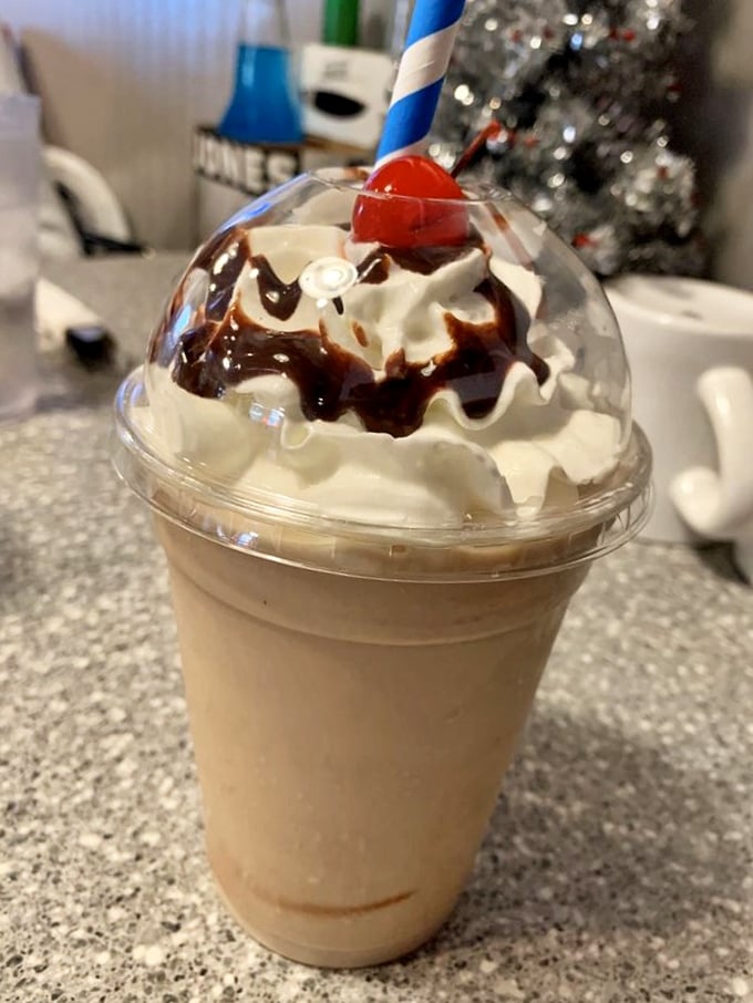 Chocolate shake perfection: where 'thick' isn't just a description, it's a solemn promise to your taste buds.