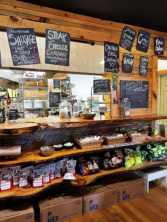 A peek behind the culinary curtain, where chalkboard specials and homemade pies await their starring roles.