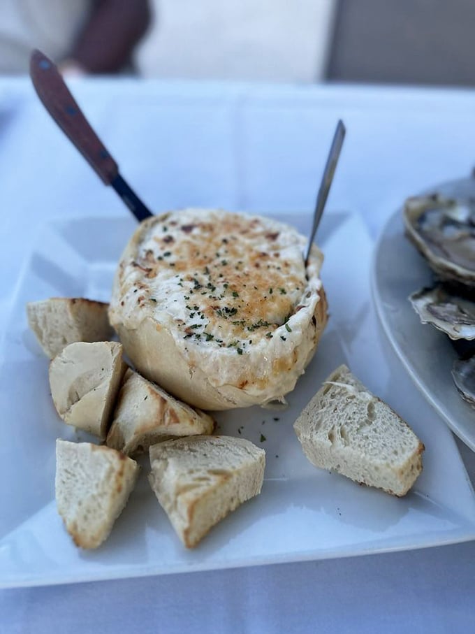 This bubbling crab dip with toasted bread is what Maryland dreams are made of&mdash;creamy, rich, and utterly irresistible.