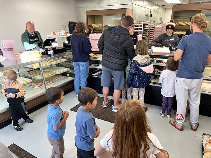 The happiest queue in town. These folks know the secret to starting the day right.