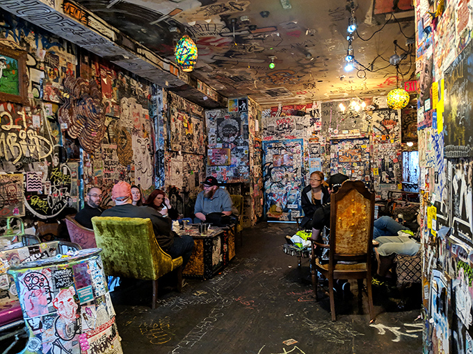 It's like "Cheers" meets "Punk'd"! This eclectic crowd proves that Tattooed Mom is where all the cool kids (and cool adults) hang out.