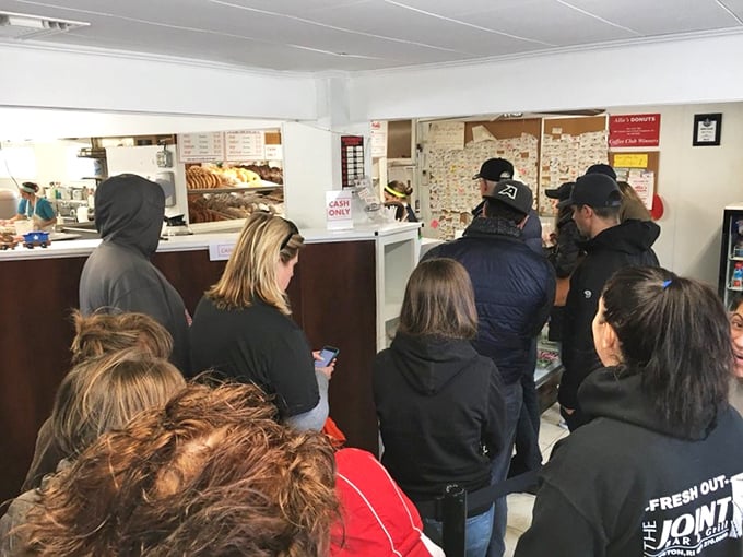Donut devotees unite! The line at Allie's is proof that good things come to those who wait (and bring cash).