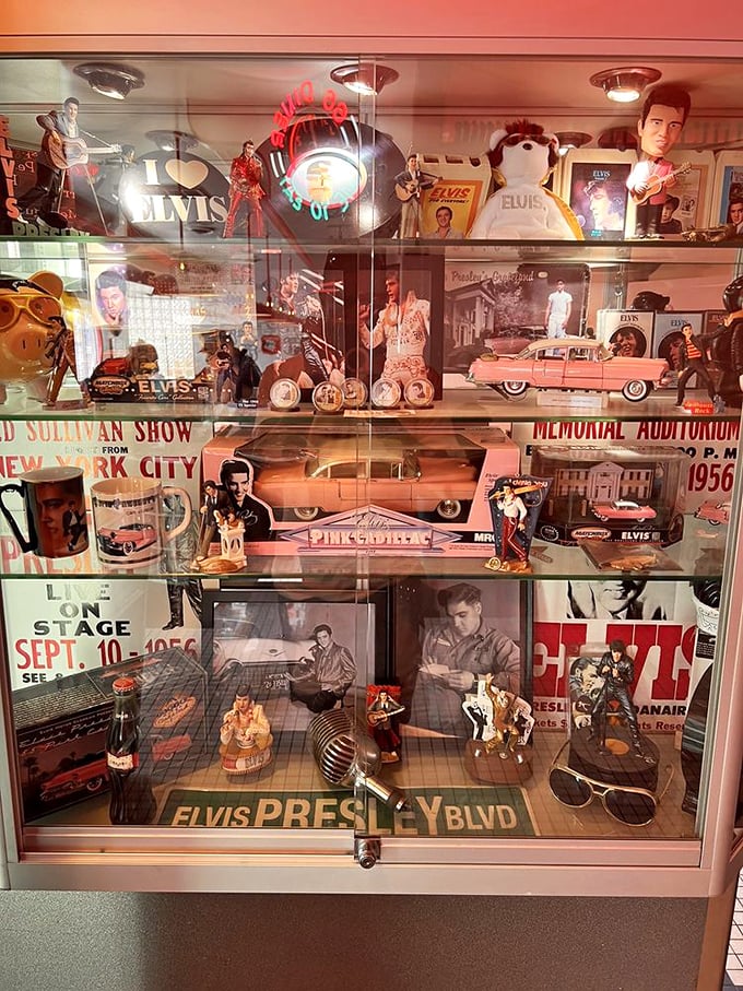 Elvis has entered the building! This shrine to the King would make Graceland jealous. It's a hunka hunka burning nostalgia.
