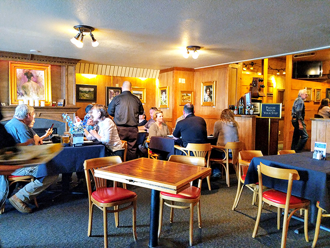 Where strangers become friends over shared plates and laughter. This dining room isn't just serving meals; it's serving up slices of Alaskan life.