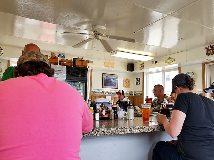 The breakfast club in session! These regulars could teach a master class in the art of savoring life one bite at a time.
