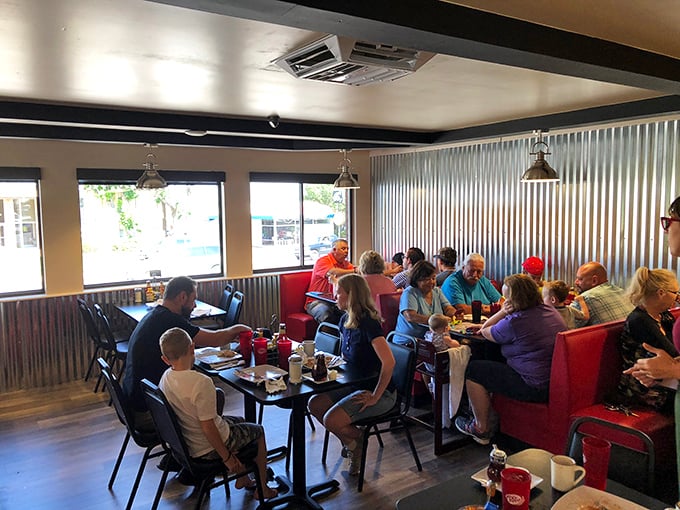 The breakfast club in session &ndash; families, couples, and solo diners united by the universal language of good food. Notice nobody's looking at their phones.