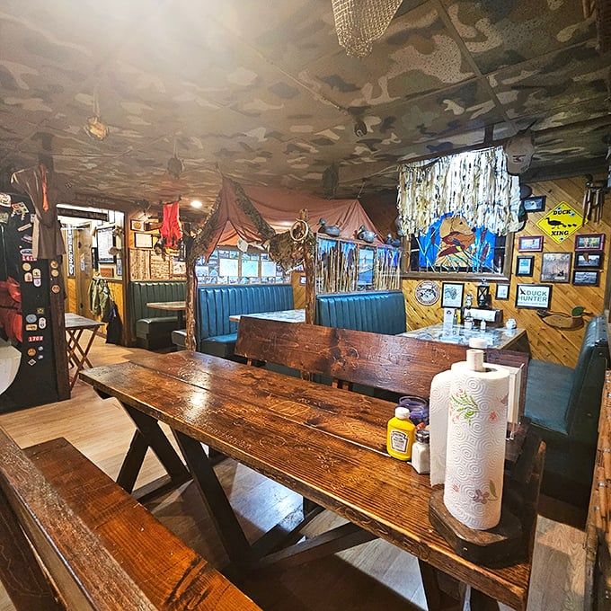 Welcome to the coziest corner of flavor town! This dining area feels like a warm hug from your favorite aunt &ndash; quirky, comforting, and full of character.