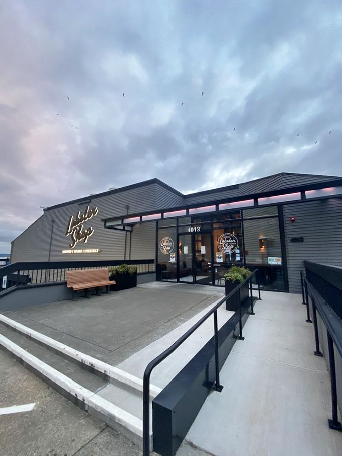 Step into seafood nirvana! This entrance is like the pearly gates for lobster lovers and fish aficionados alike.