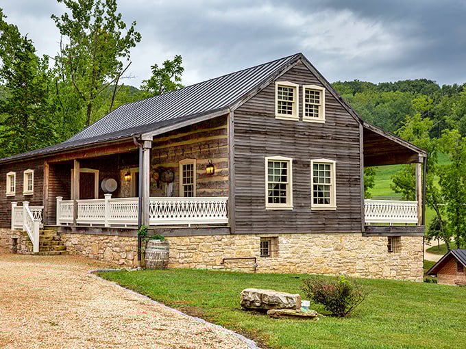 This rustic wooden structure at Hermann Farm Museum whispers stories of pioneer life, when porches weren't for Instagram but for actual sitting and talking.