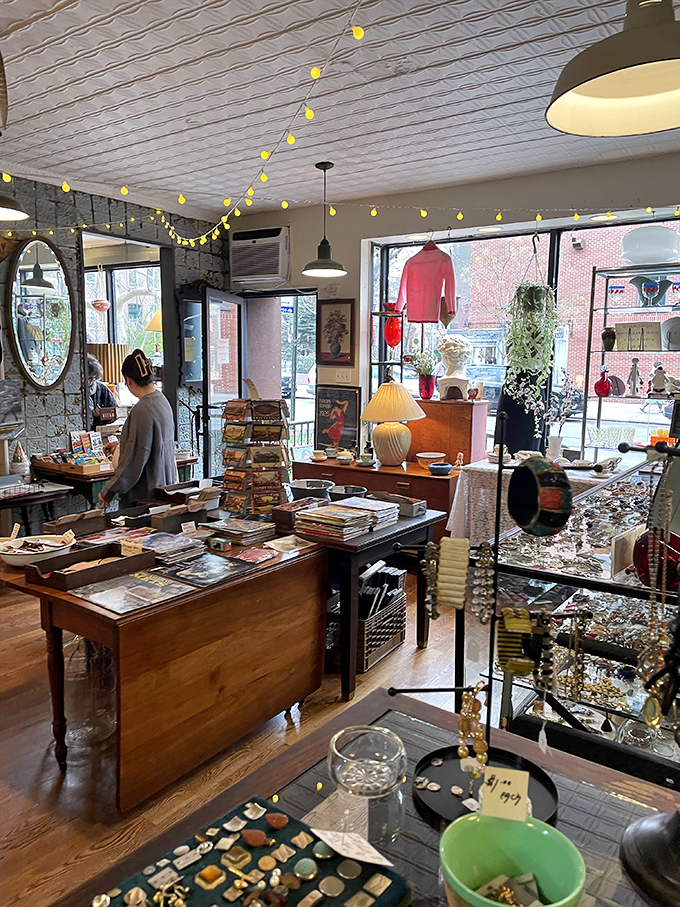 String lights and curiosities galore. It's like Santa's workshop, if Santa were a hip Brooklyn collector.