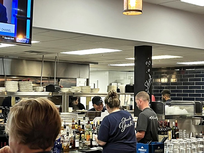 Where the magic happens! Watch the kitchen crew navigate this culinary ship, turning out plates faster than you can say "Arrr!"