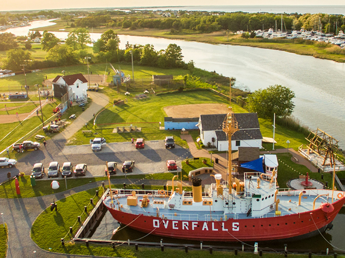 The historic Lightship Overfalls stands as a floating museum of maritime heritage. This restored beacon tells tales of when these floating lighthouses guided sailors safely home.