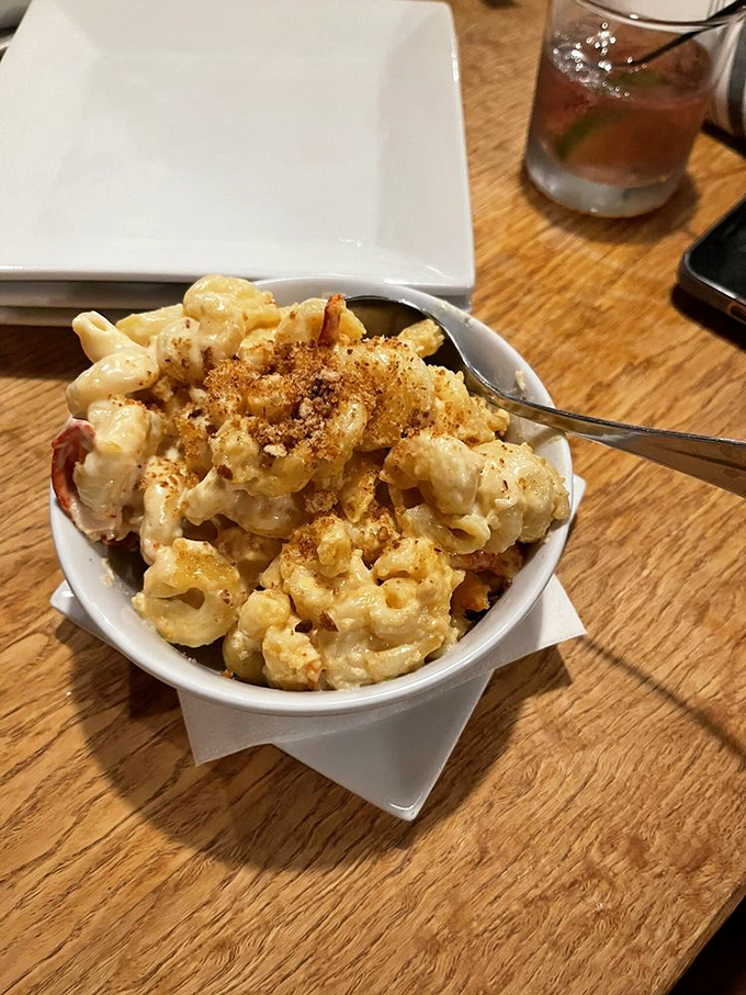 Mac and cheese gets a glow-up! This lobster-studded comfort food is what happens when your childhood favorite goes to finishing school.