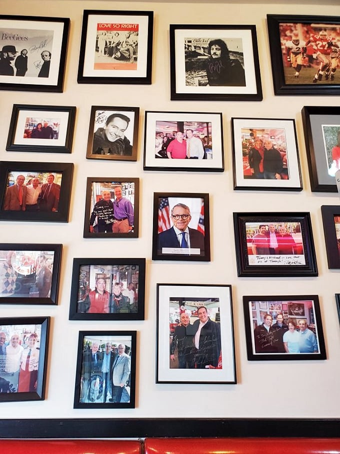 A wall of fame that puts Hollywood to shame! Tommy's memory wall is a who's who of happy diners.