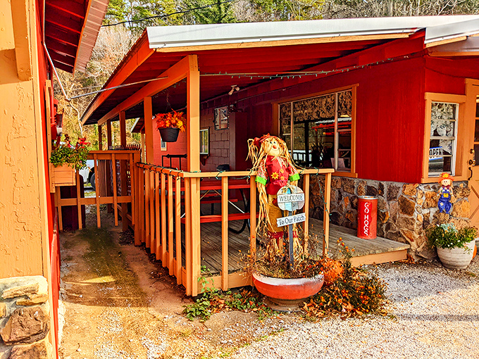 Fall in love with fall at Sharon K's. This autumnal display is so inviting, you half expect a pumpkin to invite you in for coffee.