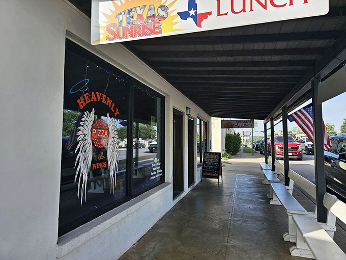 Come on in, the eating's fine! This patio is perfect for people-watching and pretending you're in an old Western film. Just don't challenge anyone to a duel.