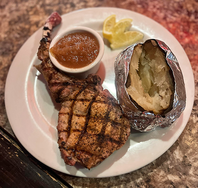 This pork chop is grilled to such perfection, it might just make you squeal with delight. Sorry, couldn't resist the pig pun!