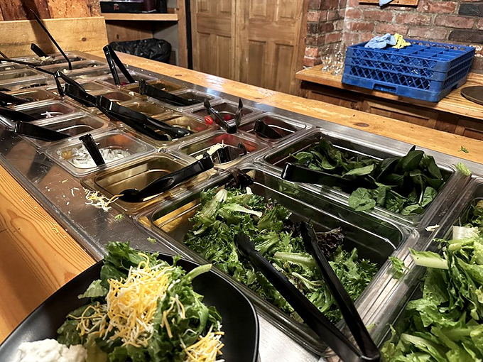 The salad bar: where health food meets art installation. Load up your plate and feel virtuous... until dessert.