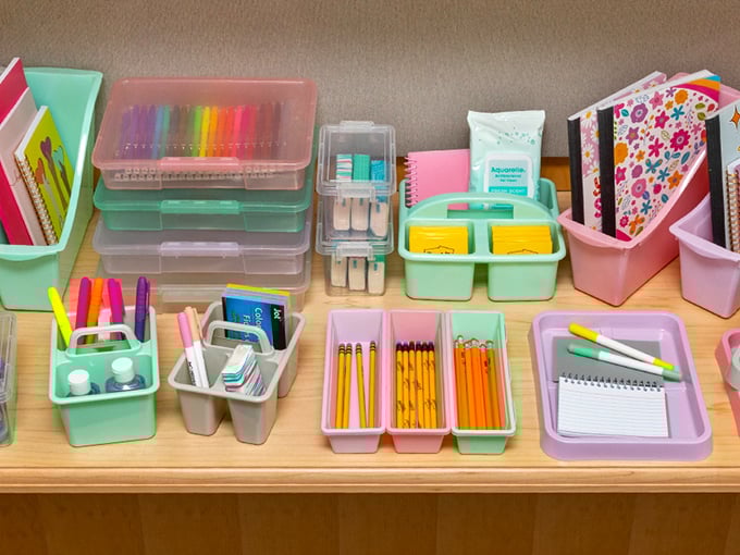 Organization heaven in pastel plastic. These pencil holders and storage bins are what adulting dreams are made of.