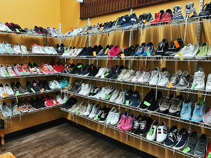 If Imelda Marcos had a thrift store addiction, this is where she'd hang out. Shoe lovers, prepare for sensory overload!