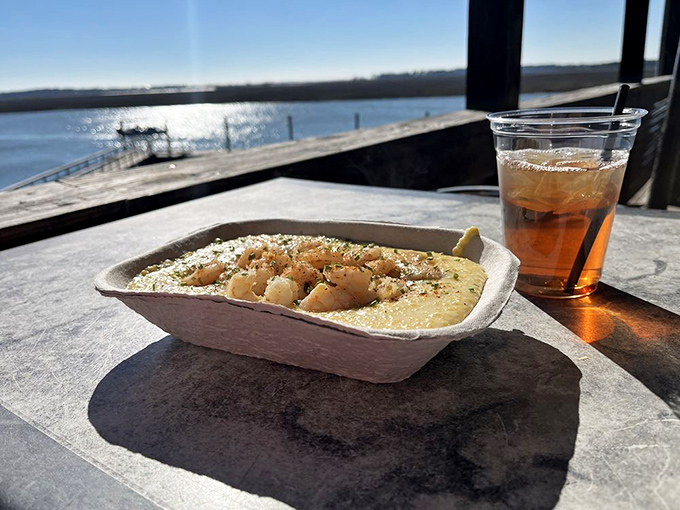 Shrimp and grits: where comfort food meets coastal cuisine. It's like a warm Southern sunrise on a plate.