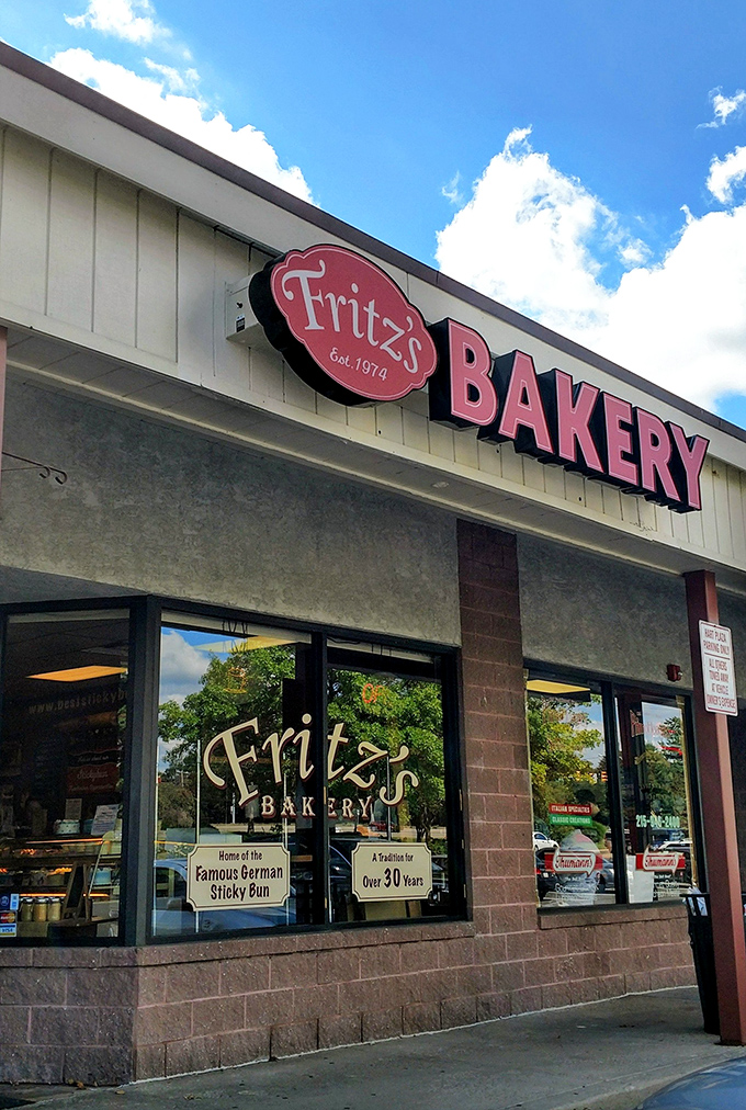 A sign of delicious things to come! Fritz's has been serving up smiles (and sticky buns) for over 30 years.