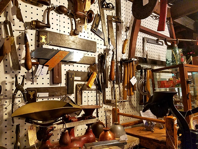 Tool time! This wall of vintage gadgets proves that no matter the era, humans have always loved to tinker and create.