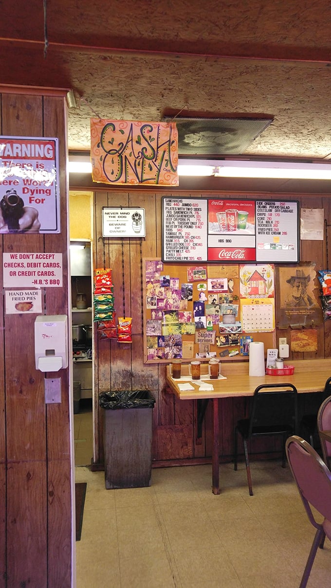 Wall of fame or wall of YUM? This eclectic decor tells the story of HB's, one delicious memory at a time.