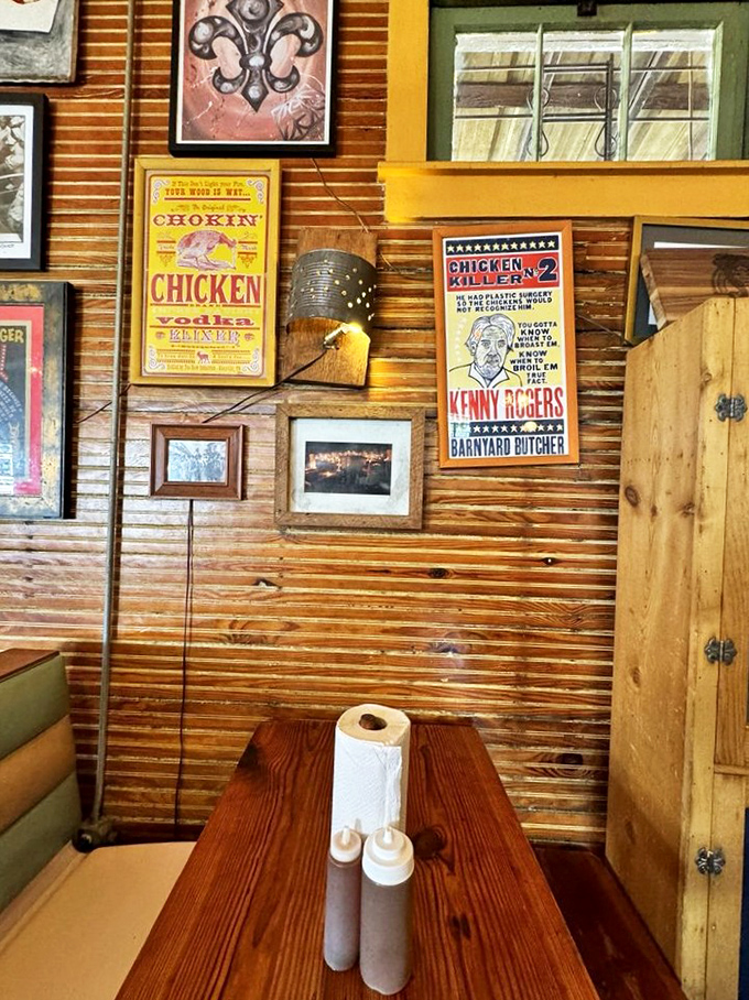 Wall art that's as eclectic as the city itself. It's like New Orleans decided to throw a party on The Joint's walls!